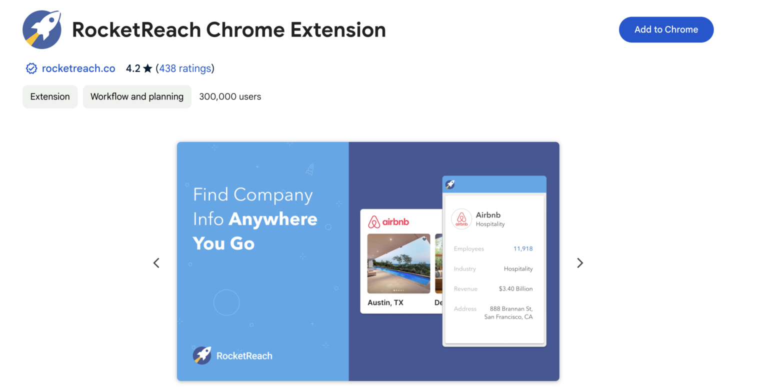 Install RocketReach Extension : Download RocketReach extension